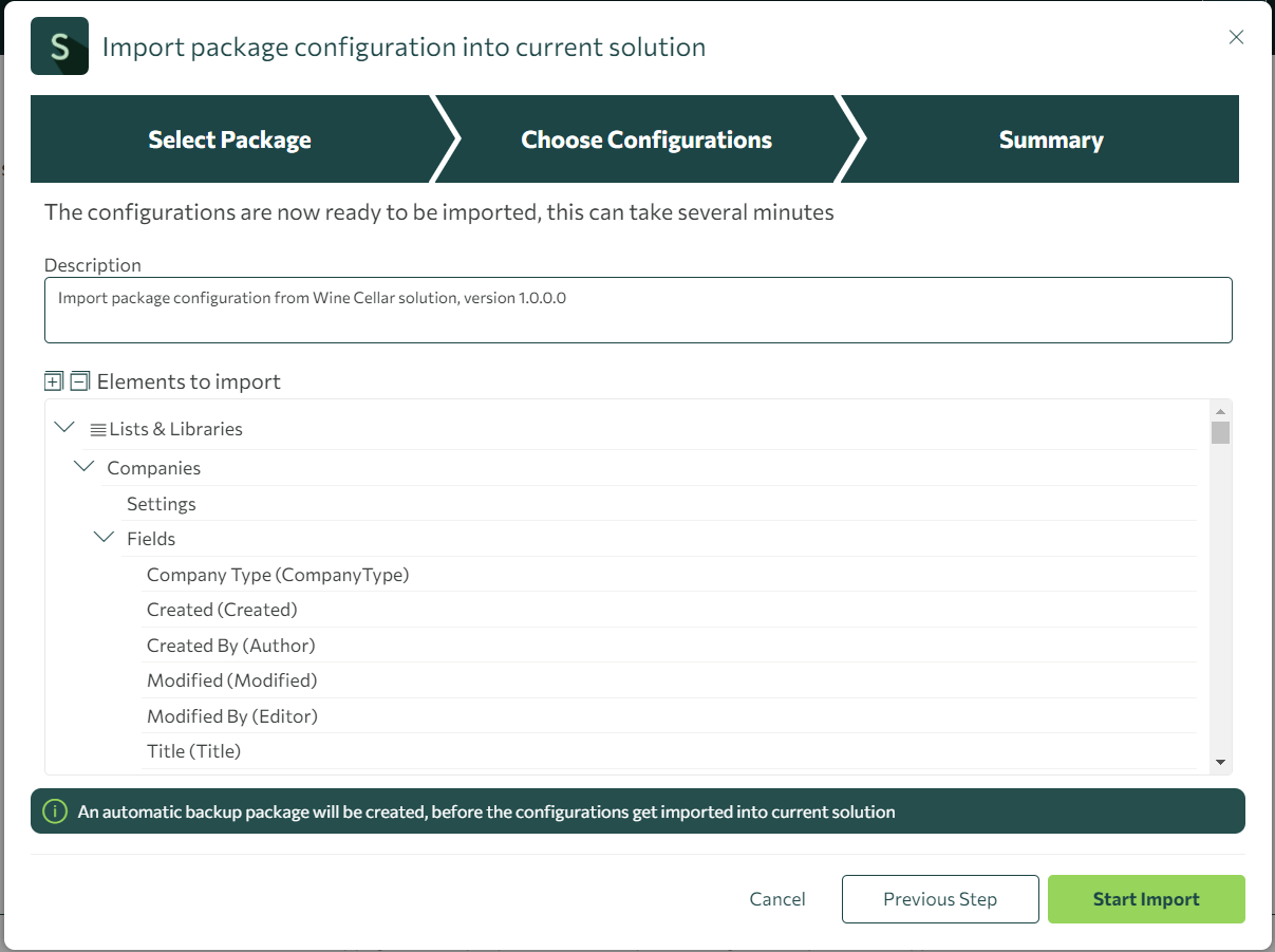 Import Package Configuration (Solution Merge) – skybow Portal