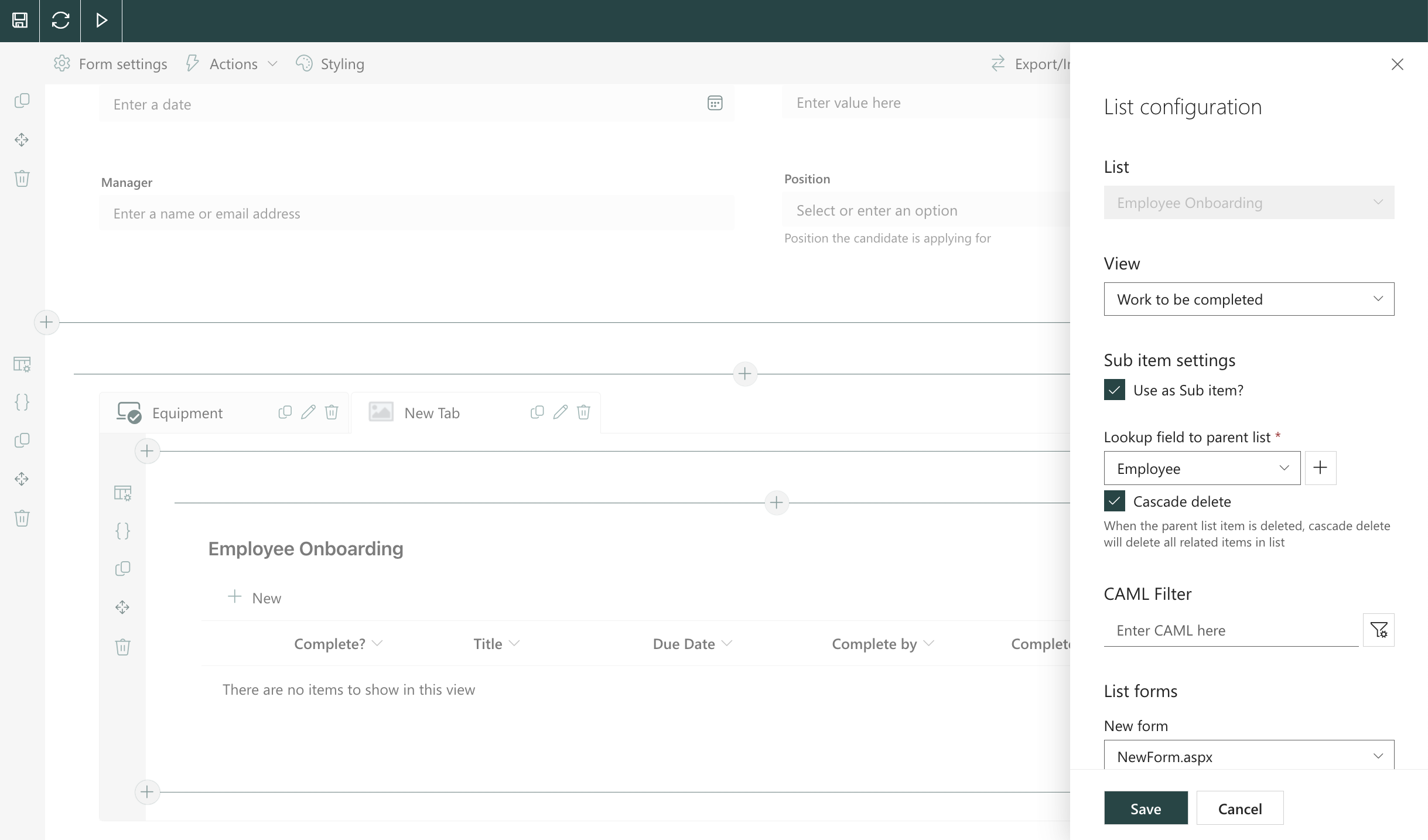 How to insert sublists into your forms – skybow Portal