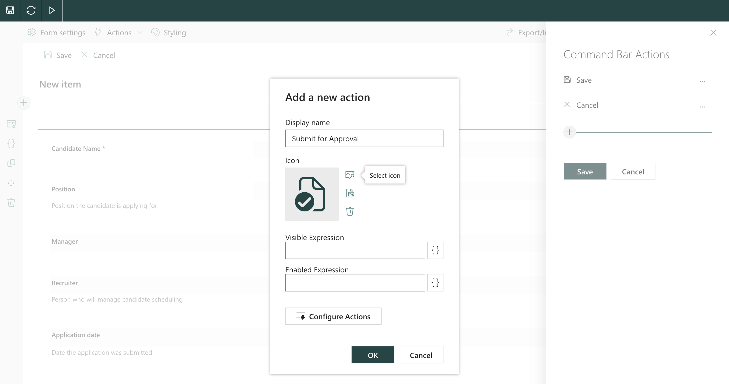 How To Configure Command Bar Actions For Your Sharepoint Forms Skybow Portal
