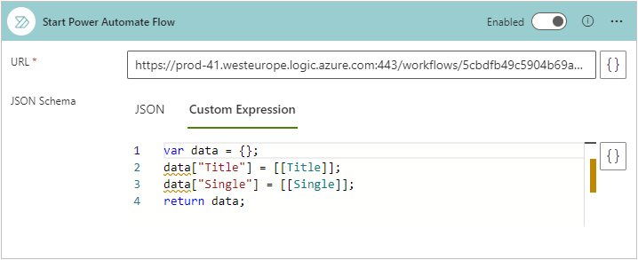 Action: Start Power Automate / Azure Function – skybow Portal