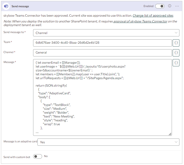 How to send message in Adaptive Card format in Microsoft Teams with ...