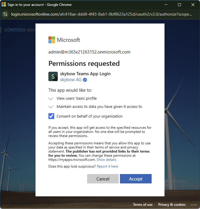 Teams App deployment – skybow Portal