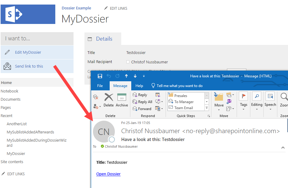 How To Send A Link By Email With Send Mail Action Skybow Portal