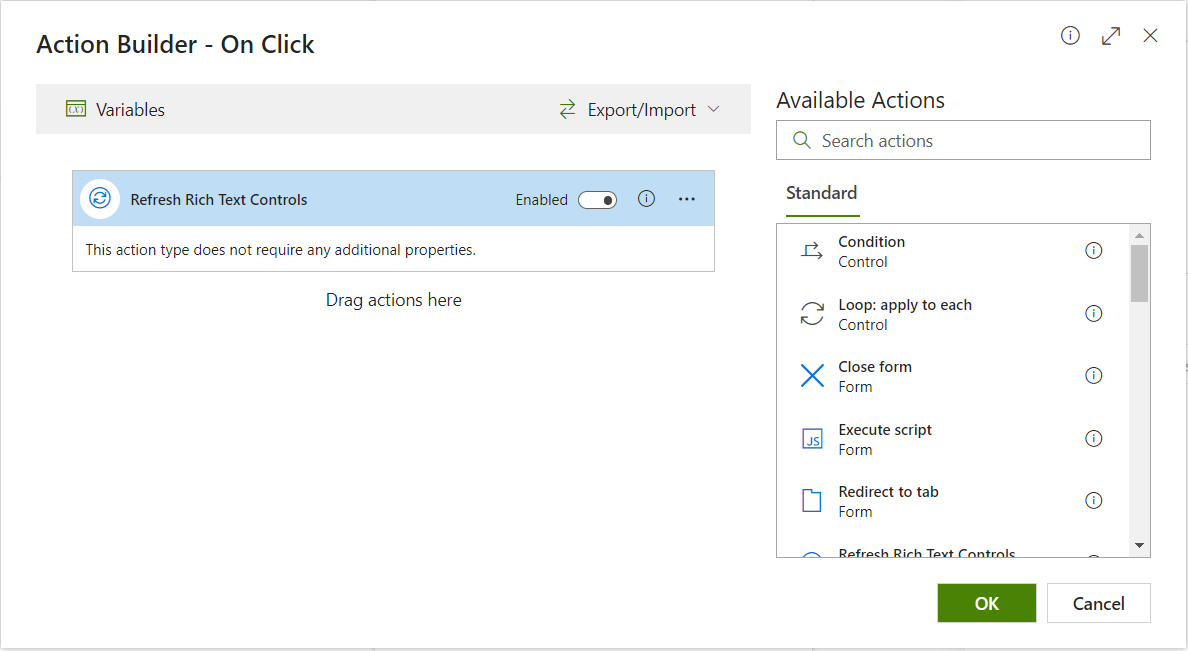 Action: Refresh Rich Text controls – skybow Portal